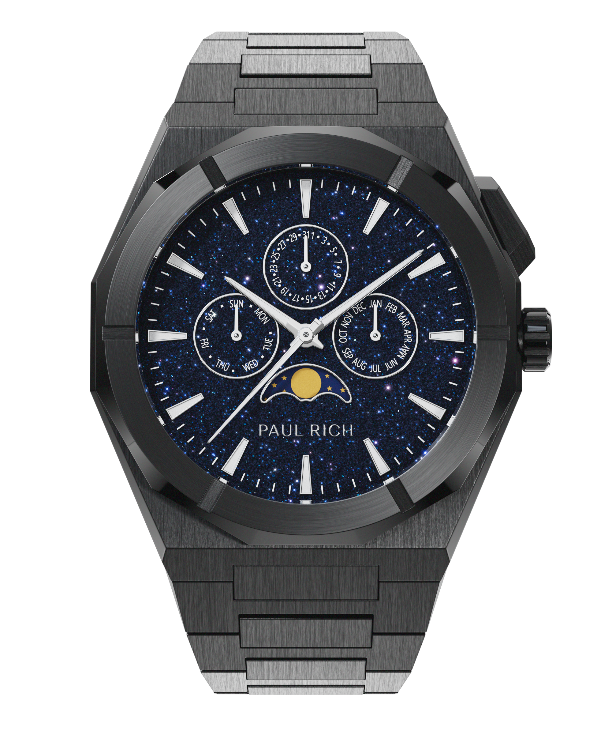 Moonphase Star Dust II Black | Quartz Watch | Paul Rich